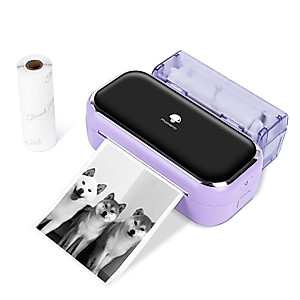 Phomemo M03 Mini Printer, Bluetooth Thermal Printer Mobile Portable Printer for Smartphones, Compatible with 53mm/80mm Thermal Paper, Great for memo,Photo & Notes, Purple