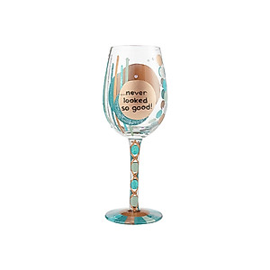 Enesco Designs by Lolita Hand-Painted Artisan, 15 oz. 40th Birthday Wine Glass, 1 Count (Pack of 1), Multicolor