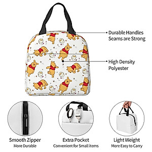 Proborn Cartoon Bear Lunch Box Tote Bag Insulated Portable Lunch Bag Suitable for Women Men Office Travel (Yellow)