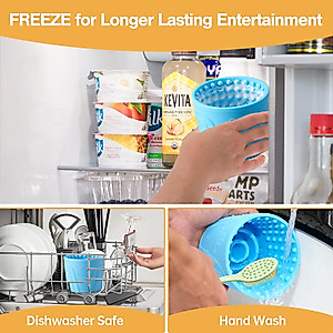 Dog Slow Feeder Lick Bowl, Anxiety Relief Dog Licking Mat Treat Dispenser, Non-Slip Anti-Choking Slow Eating Dog Lick Bowl for Small Medium and Large Breed Dogs, BPA Free Silicone