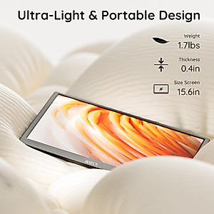 BOIFUN Portable Monitor - 15.8'' USB C HDMI Display, 1080P FHD IPS Second Screen for Laptop Desktop, 100% sRGB Gaming Monitor with Speakers for PC MAC PS4 PS5 Xbox Smartphone, Leather Cover Included