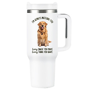 EchoMaven Golden Retriever 40oz Tumbler - Christmas and Birthday Gift for Dog Lovers, Mom, Dad, and Owners - White
