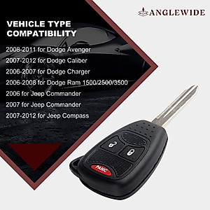 ANGLEWIDE Car Key Fob Keyless Entry Remote Replacement for Grand for Cherokee for Commander for Liberty for Patriot for Compass for Wrangler 05-13 (FCC 05134937AA) 4pad