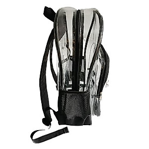 FENZA Clear School Bagpack Stadium Approved Waterproof for Concert Work Sport Event Heavy Duty PVC Transparent, Reinforced Straps & Front Accessory Pocket - Perfect for Security, & Sporting Events