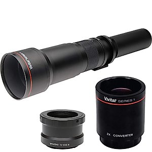 High-Power 650mm-2600mm f/8 Manual Telephoto Lens for Canon Digital EOS Rebel EOS-M, EOS M2, EOS M5, EOS M6, EOS M6 Mark II, EOS M10, EOS M50, EOS M50 II, EOS M100, EOS M200 Cameras