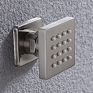 Solid Brass Body Spray Shower Jet Adjustable Massage Spa Side Sprayer Wall Mounted Shower Set, Square Brushed Nickel Finish