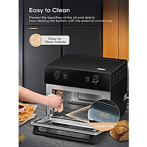 FOHERE Air Fryer Toaster Oven Combo, 20QT Smart Convection Ovens Countertop, 7 Cooking Functions for Roast, Bake, Broil, Air Fry, Free Accessories Included, 1800W