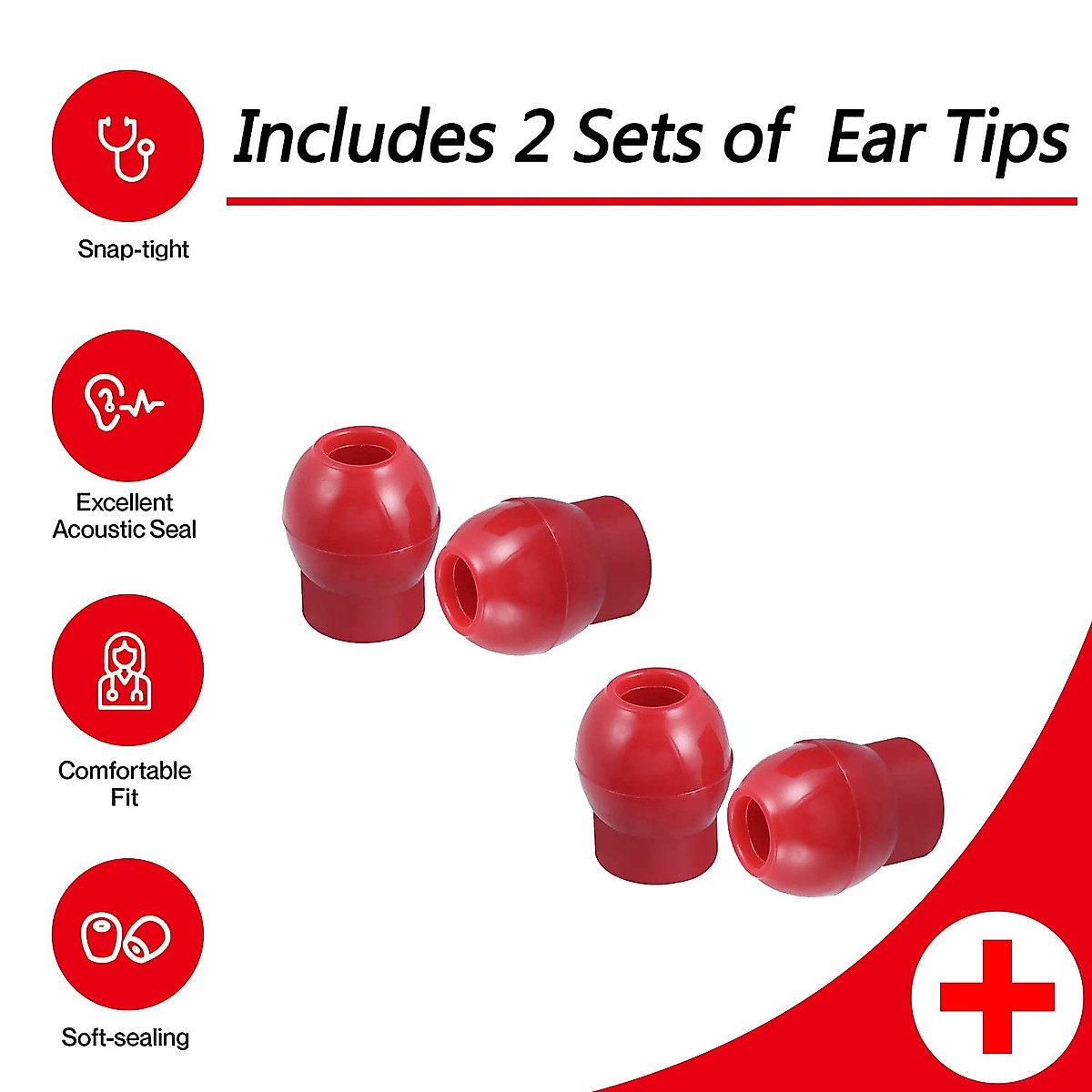 Javinhau MDF Stethoscope Ear Pieces, Unbeatable Comfort Soft-Sealing Stethoscope Ear Tips Replacement Comptible with MDF Stethoscope Spare Parts Earplugs Accessories(Black)