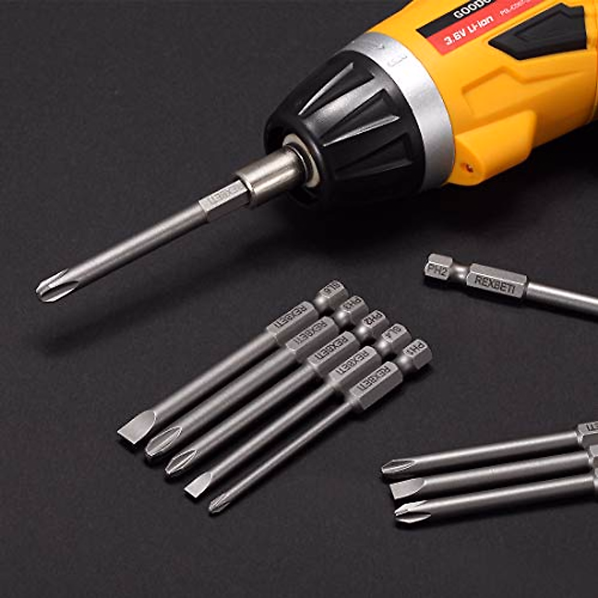 REXBETI 12 Piece Slotted Phillips Screwdriver Bit Set, 1/4 Inch Hex Shank S2 Steel Magnetic 3 Inch Long Drill Bits (Slotted Set)