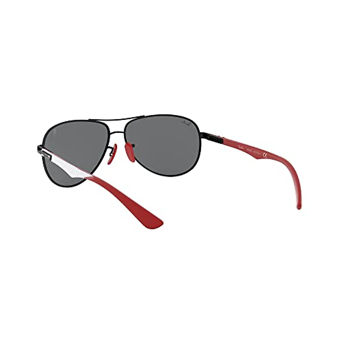 Ray-Ban RB8313M Scuderia Ferrari Collection Aviator Sunglasses, Black/Grey Mirrored Silver, 61 mm