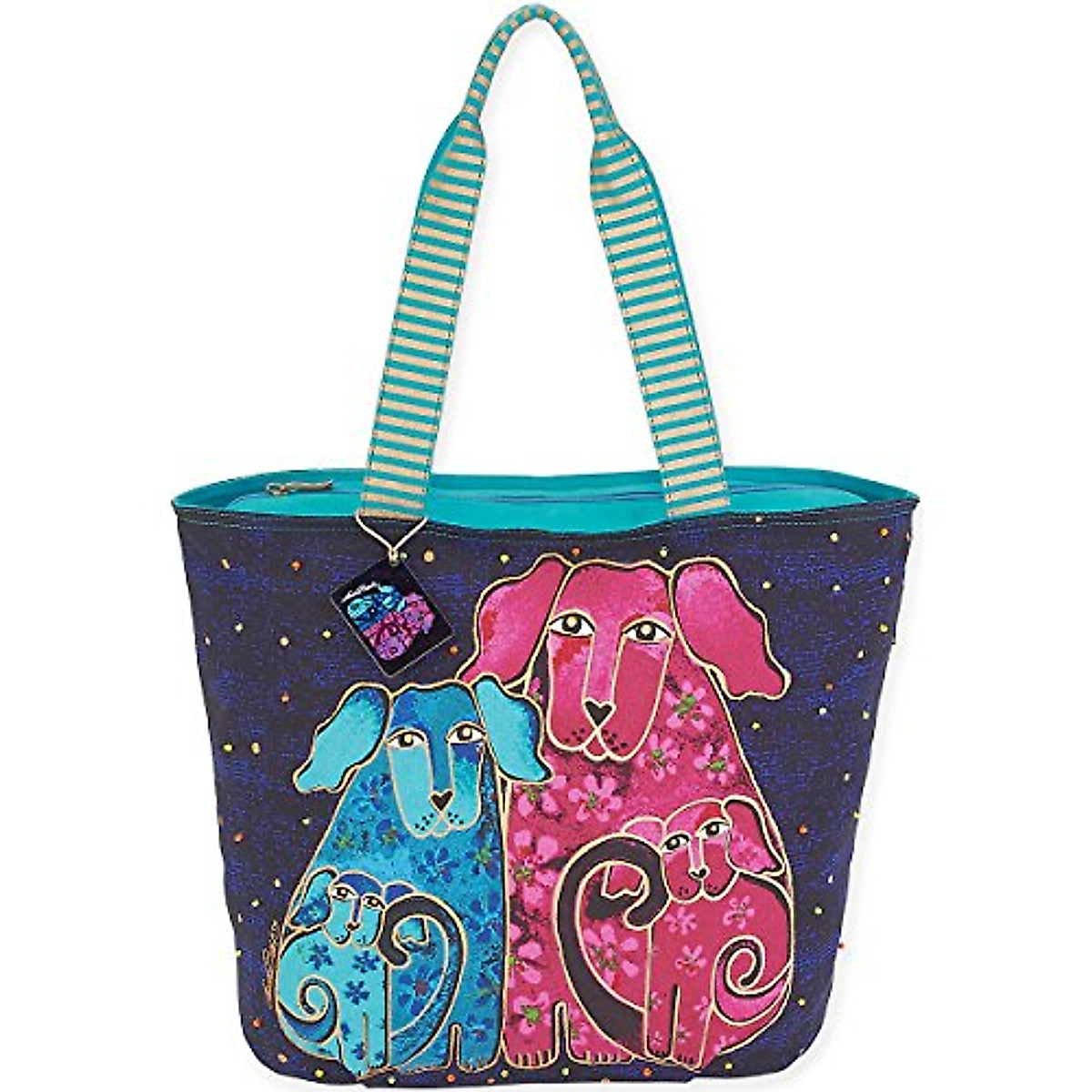 Laurel Burch LB5561 Shoulder Tote Blossoming Pups, 19" x 6" x 15"