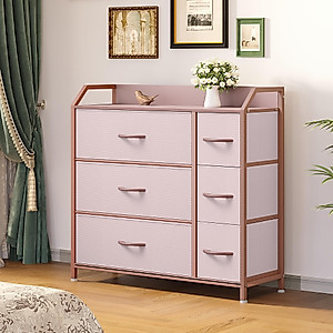 YITAHOME Dresser with 6 Drawers - Fabric Storage Tower, Organizer Unit for Bedroom, Living Room, Hallway, Closets (Rose Gold)