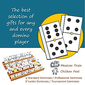 Exqline Wooden Domino Racks Trays Holders Organizer(Set of 4) - Premium Domino Tiles Holder Racks for Mexican Train Dominoes Games - Dominos NOT Included