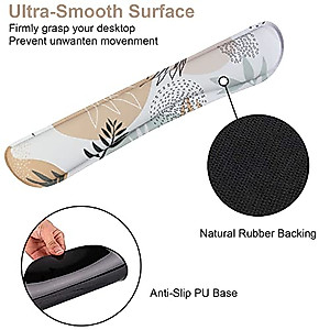 iLeadon Mouse Pad Wrist Support Keyboard Wrist Rest Set, Ergonomic Mouse Pad with Non-Slip Base for Computer Home Office + Coasters, Easy Typing & Pain Relief Mouse Mat, Tropical Leaves