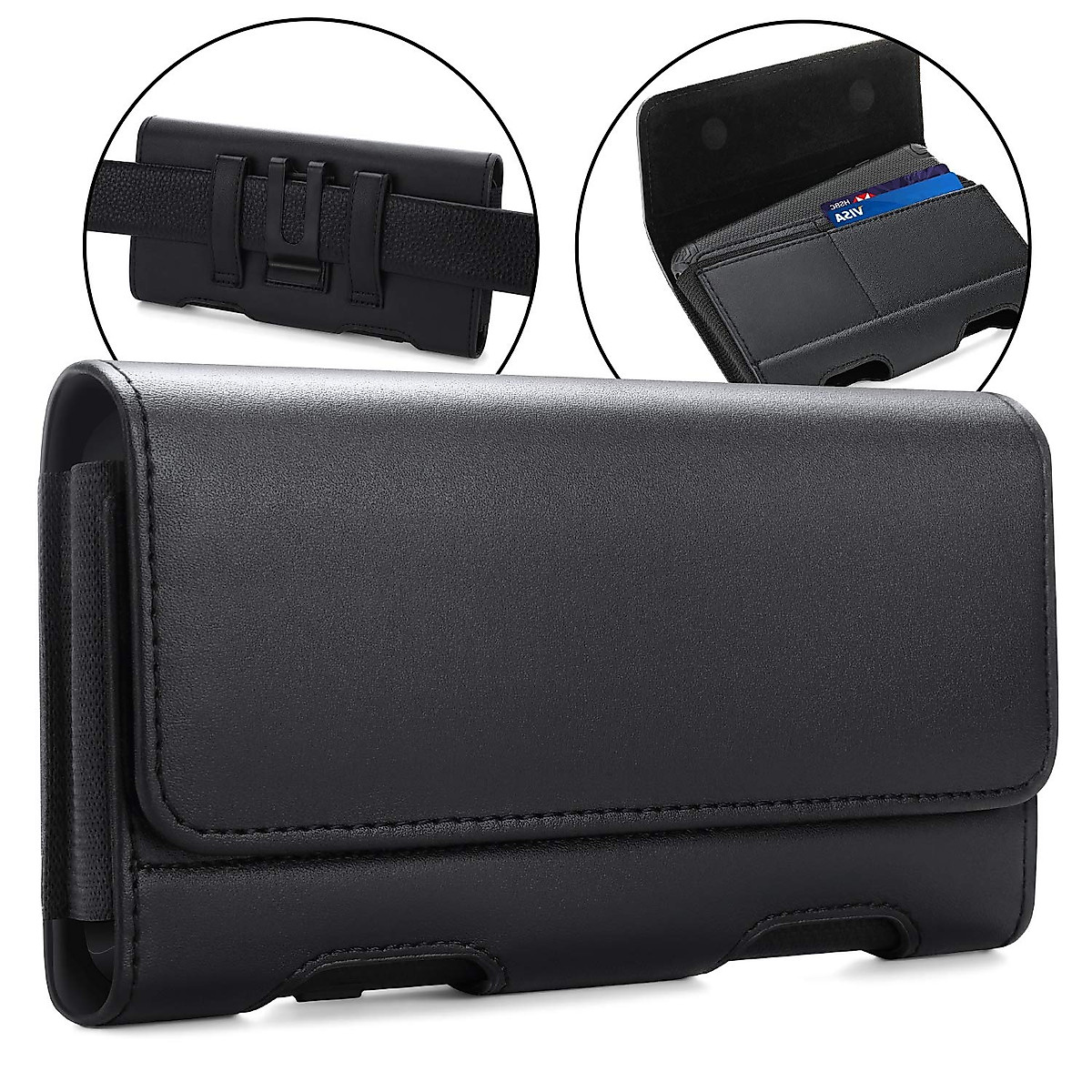 BECPLT for Motorola Edge 50 Ultra & G64 G73 X40 Edge 40 G Power 5G Holster Case, Leather Pouch with Belt Clip & Loops & Card Holder for Moto G84 G54 G14 G53 G7 Z3 Play