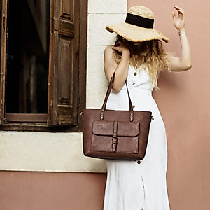 S-ZONE Women Tote Bag Large Work Handbag Top Handle Satchel Shoulder Purse