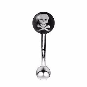 Curved Barbells Pirate Skull Logo Surgical Steel Eyebrow Ring
