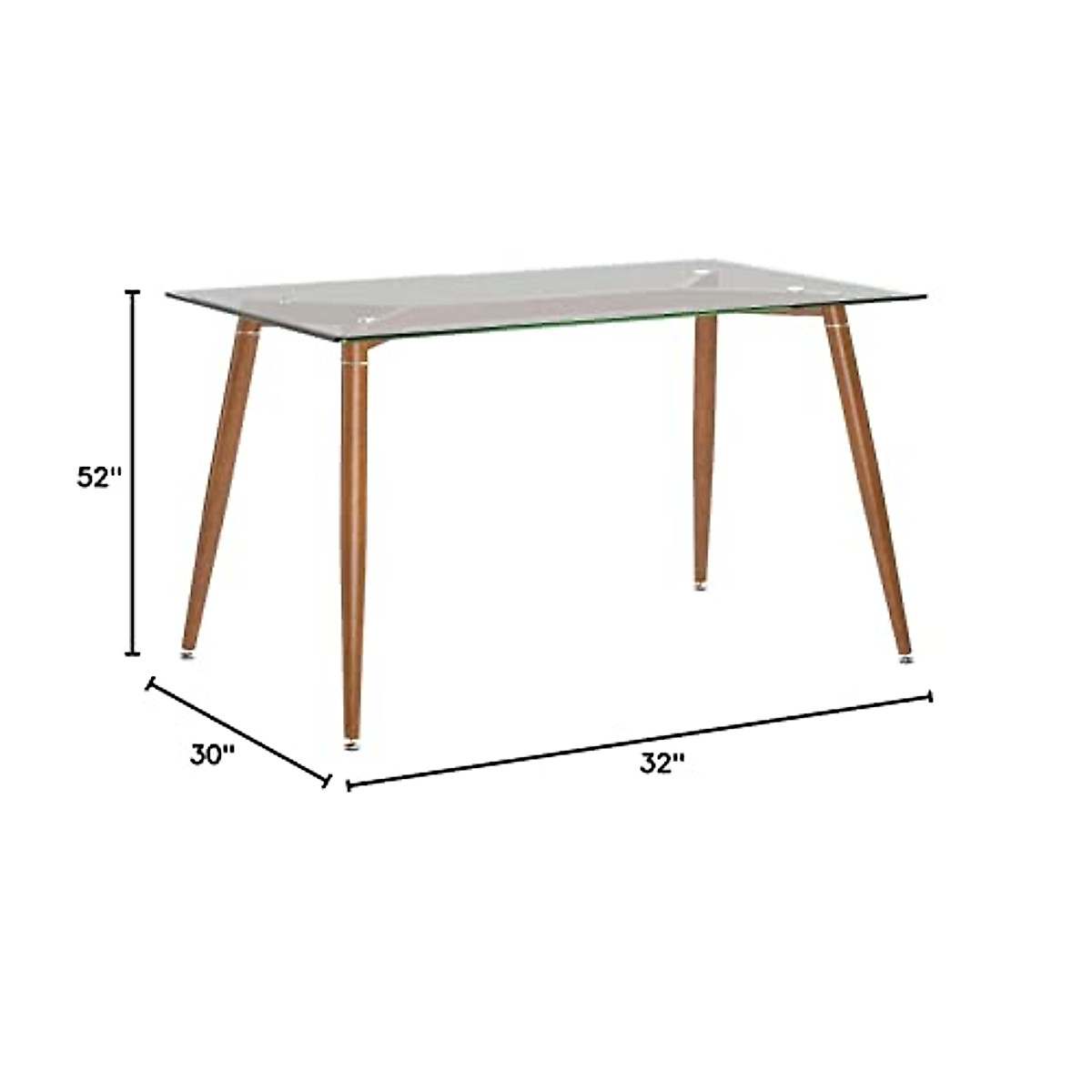 IDS Online Mid Century Dining Table, Office Desk, Glass : 8mm, Wooden Skin