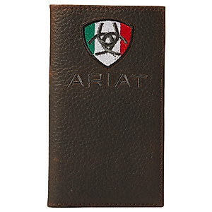 Ariat Men's Rodeo Wallet Mexican Flag Logo, Brown
