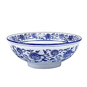 DOITOOL Blue White Porcelain Soup Bowls Chinese Jingdezhen Ramen Noodle Udon Pasta Soup Donburi Salad Fruit Bowl Food Serving Bowl 7inches
