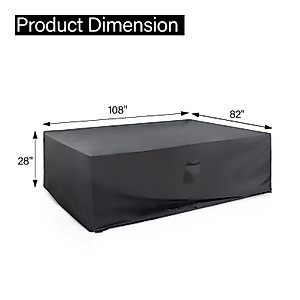 LAUSAINT HOME Patio Furniture Covers, Outdoor Furniture Set Cover Waterproof, Rectangular Outside Table and Chairs Cover, UV Resistant Anti-Fading with Storage Bag Included, 108 X 82 inch