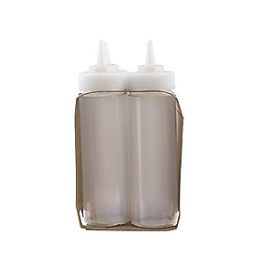 Tablecraft Plastic Condiment Squeeze Bottles, Foodservice Restaurant Commercial Grade Widemouth 53mm Empty Squirt Dispenser for Ketchup, Mustard, Syrup, Food Prep, 12 oz, 473 mL, Clear, 6 Bulk Pack