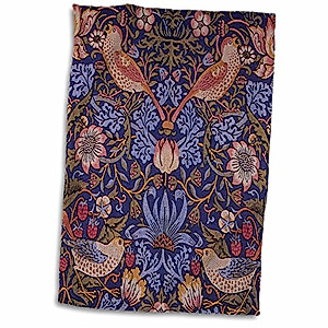 3D Rose Image of William Morris Strawberry Thief with Birds Hand Towel, 15" x 22"