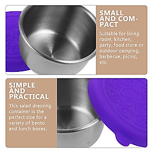 LIFKOME 3pcs Stainless Steel Sauce Cups with Silicone Lids Condiment and Dipping Sauce Cups Salad Dressing Container To Go For Lunch Boxes Picnics