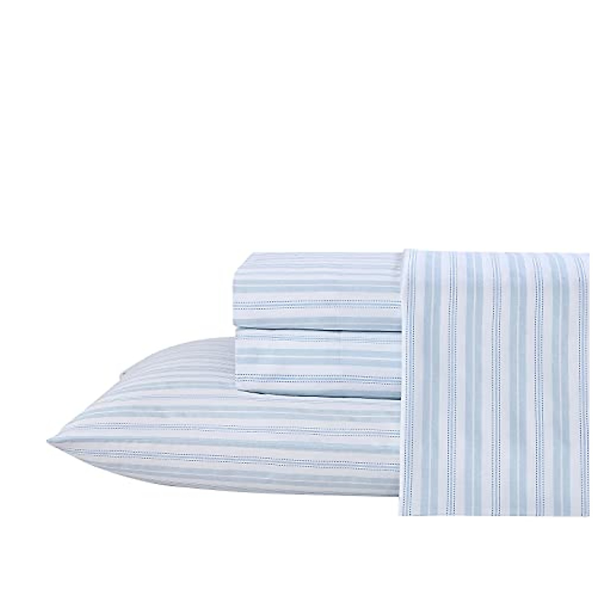 Laura Ashley - Queen Sheets, Soft Sateen Cotton Bedding Set - Sleek, Smooth, & Breathable Home Decor (Fern Blue, Queen)