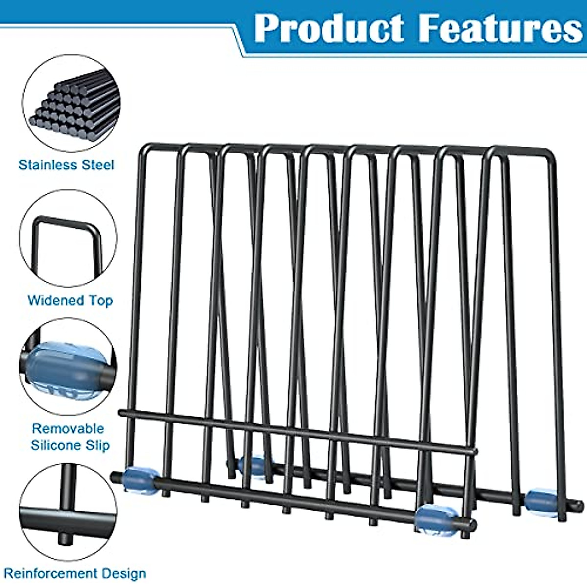 IDEATECH Reusable Storage Bags Rack, Drying Rack for Storage Bags, Stainless Stand for Reusable Storage Bags, Drying Rack Holder for Reusable Bags, Books, Makeup Brush (Black)