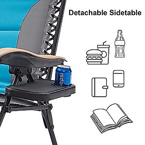 VICLLAX Oversized Padded Zero Gravity Chair XXL Folding Patio Lounge Recliner with Cup Holder for Outdoor Indoor, 350lbs Weight Capacity, Grey/Navy