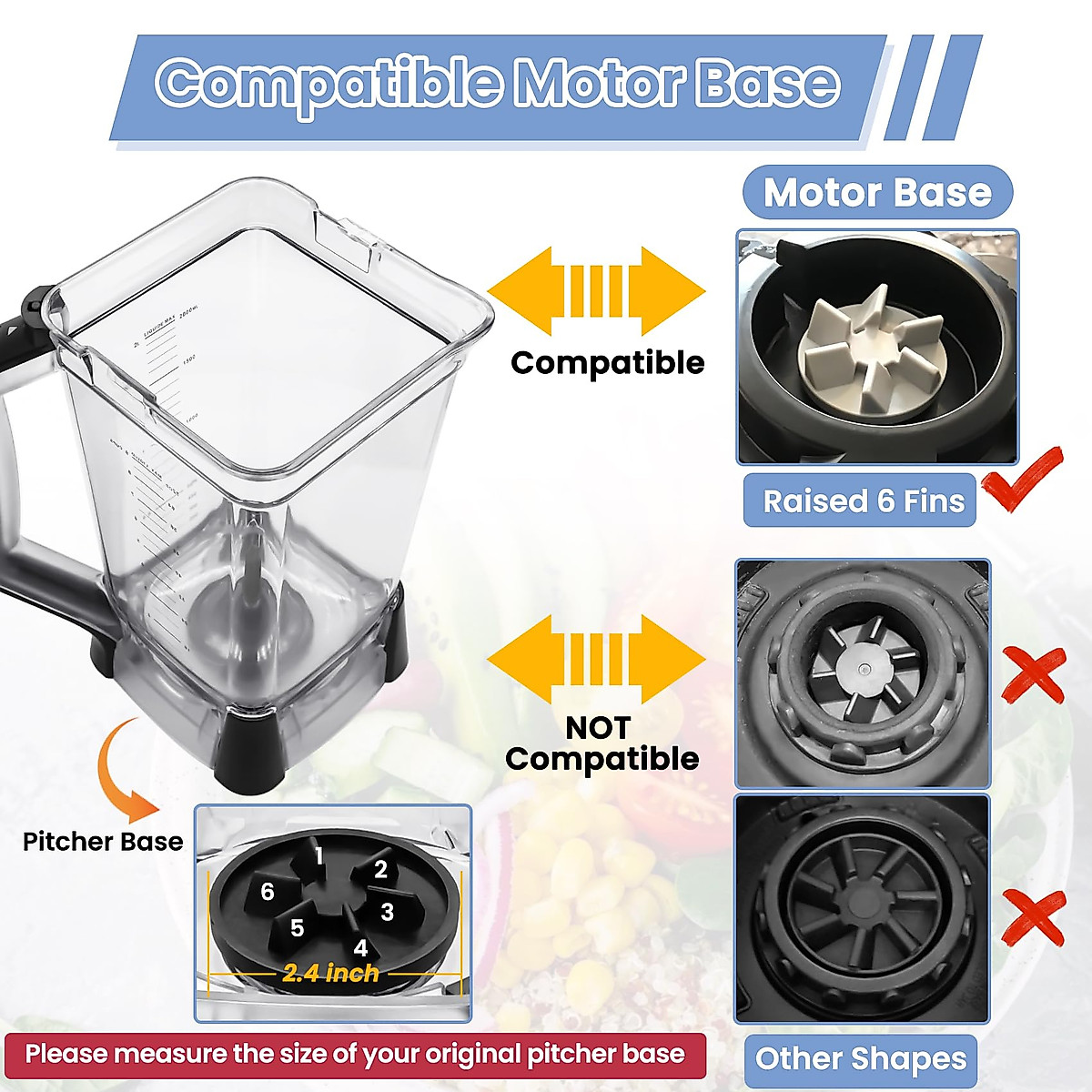 WARDFYT Replacement Pitcher 72 oz XL Compatible with Ninja Blender (New Model) BL610, 72oz Crushing Pitchers Replacement for Ninja BL710WM BL710WMC CO610B CO650B CT610