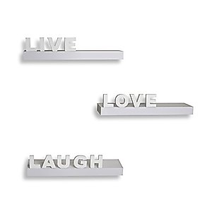 Danya B™ Decorative Live Love Laugh White Wall Shelves (Set of 3)