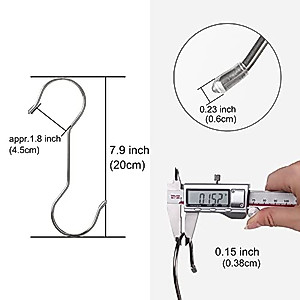 EveStroKA 12 Pack 7.9 Inch S Hooks Stainless Steel Long Heavy Duty for Hanging Clothes 20cm