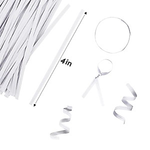 Unves 1000 Pcs White Paper Twist Ties Reusable Bread Ties for Bags Candy Coffee Cello Cake Pops (4 Inches)