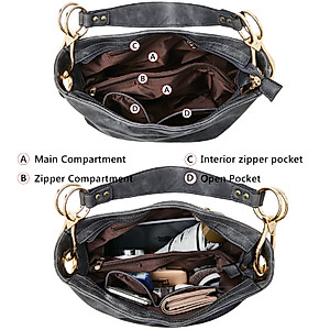 FOXLOVER Shoulder Hobo Handbags for Women Faux Leather Large Capacity Bucket Tote Bag Minimalist Style