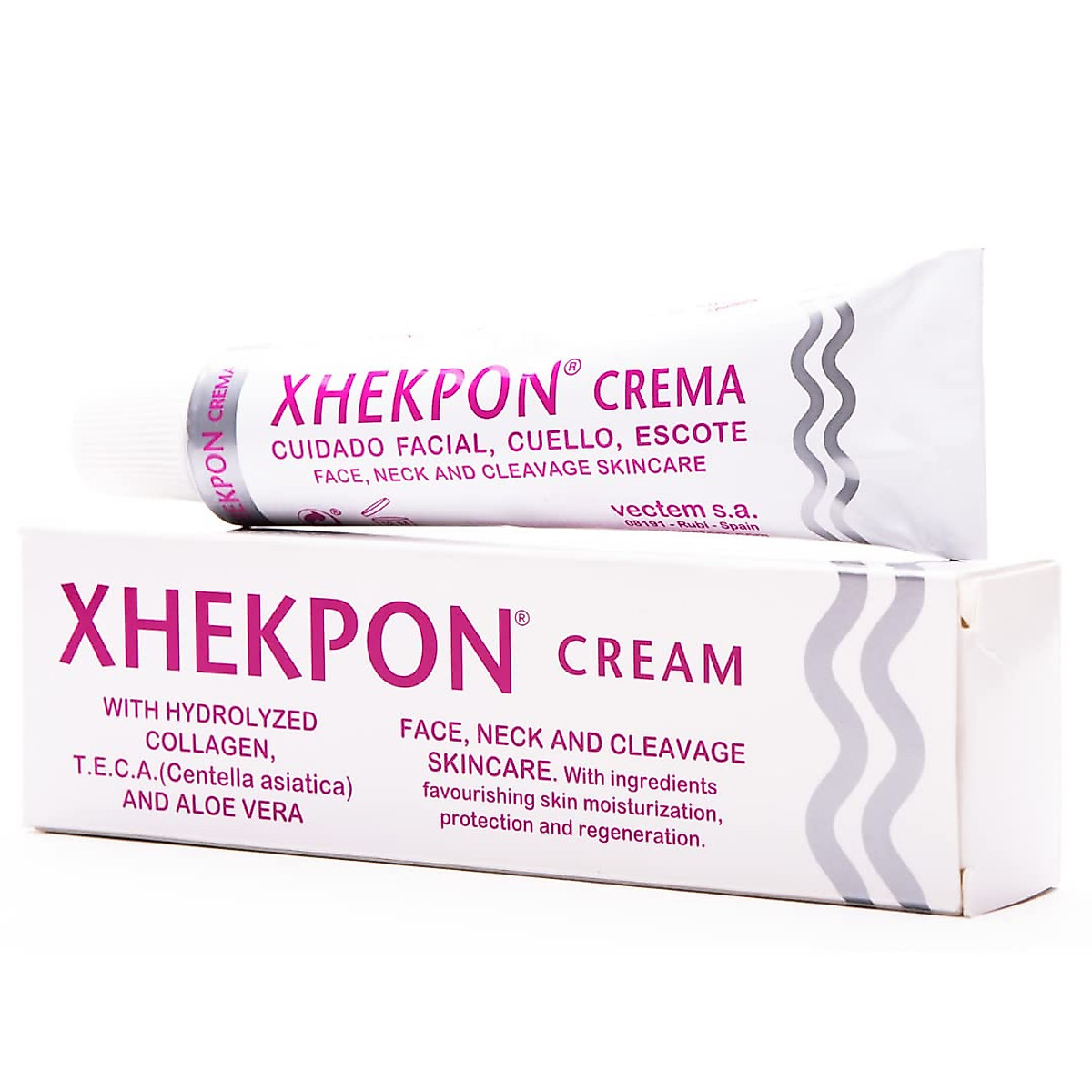 Xhekpon Cream for Face, Neck and Cleavage Skincare - Cream with Hydrolized Collagen and Aloe Vera/Anti-aing cream 40ML - Favours skin moisturization, protection and regeneration.
