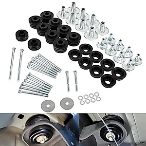 KF04060BK Body Mount Bushing Kit Fit for Ford 2008-2016 F250 F350 Super Duty 2WD 4WD Steel Sleeves & Hardware & Polyurethane Body Cab Mounts (black)