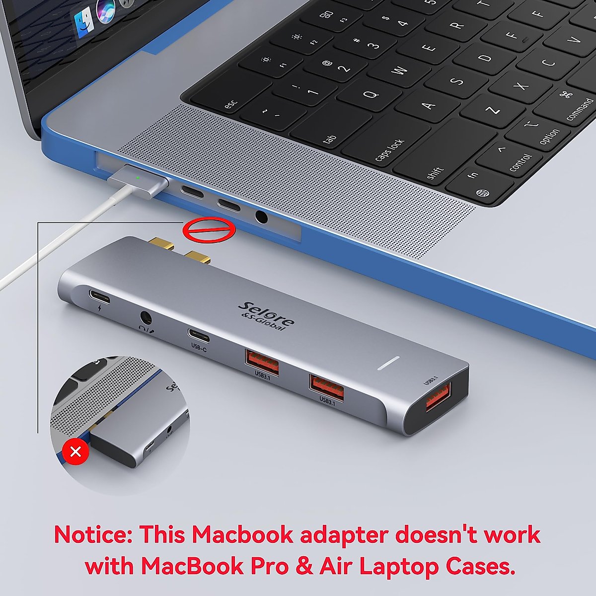 USB C Adapter for MacBook Pro/Air M1 M2 2023 2022 2021 13" 15" 16",USB C Hub 6 in 2 MacBook Pro Accessories with 10Gbps 3*USB 3.1,USB C Data Transfer,3.5mm Audio and 100W Thunderbolt 3 PD Port