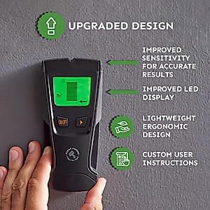 Stud Finder Wall Scanner - 5 In 1 Wall Stud Finder Beam Detector with Large HD LCD Display, Center and Edge Finder with Sensor for Wood, Metal, Studs, Pipes, Joists & Live AC Wires