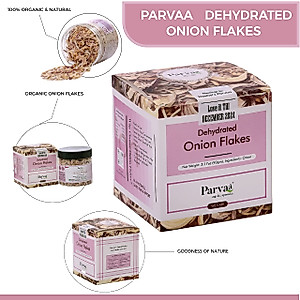 Parvaa Dehydrated Onion Flakes | Perfectly Chopped, Preservative-Free, and 100% Organic for Optimal Health | Granulated Onion | Versatile and Delicious Cooking Ingredient 3.17oz – (90g)