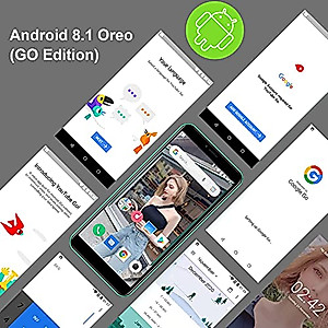 KXD 6A Unlocked Cell Phone | 3G Smartphone | 5.5” Full-Screen Display | 2500mAh Battery | 8MP + 5MP Camera | Dual SIM Android Phone | 8GB ROM | US Version | Green