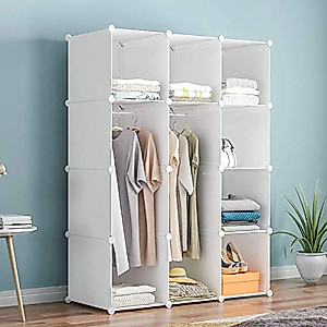 KOUSI Large Cube Storage - 14"x18" Depth Cube Organizer Cube Storage Shelves Cubby Organizing Closet Storage Organizer Cabinet Shelving Bookshelf Toy Organizer, White, 12 Cubes