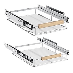 FESDOS Roll-Out Extendable Sliding Basket Pull-Out Cabinet Organizer Slide Out Pantry Shelves Cabinet Shelves for Kitchen, Under Sink, Bathroom, Wardrobe, Opeingning Requied 11.8"-18", Set of 2