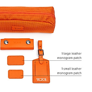 TUMI - Accents Kit - Includes 2 Leather Monogram Patches, 1 Leather Luggage Handle Wrap, 1 Luggage Tag & 8 Leather Zipper Pulls - Sunrise