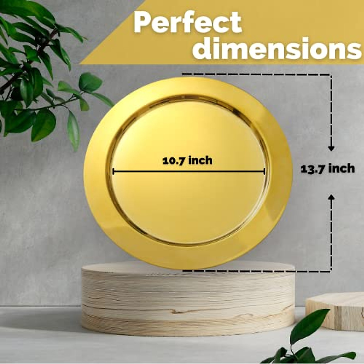 ORBIS Stainless Steel 13 Inch Gold Charger Plates, Set of 6 Dinner Chargers, Includes a Protective Case, Elegant and Luxury Decorative Chargers for Dinner Plates