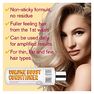 Volumising Conditioner - Lightweight Hair Thickening Conditioner For Fuller Looking Hair in One Use - For Thin, Flat & Fine Hair - Enhanced Volume, Shine, Movement & Elasticity - Sulphate Free