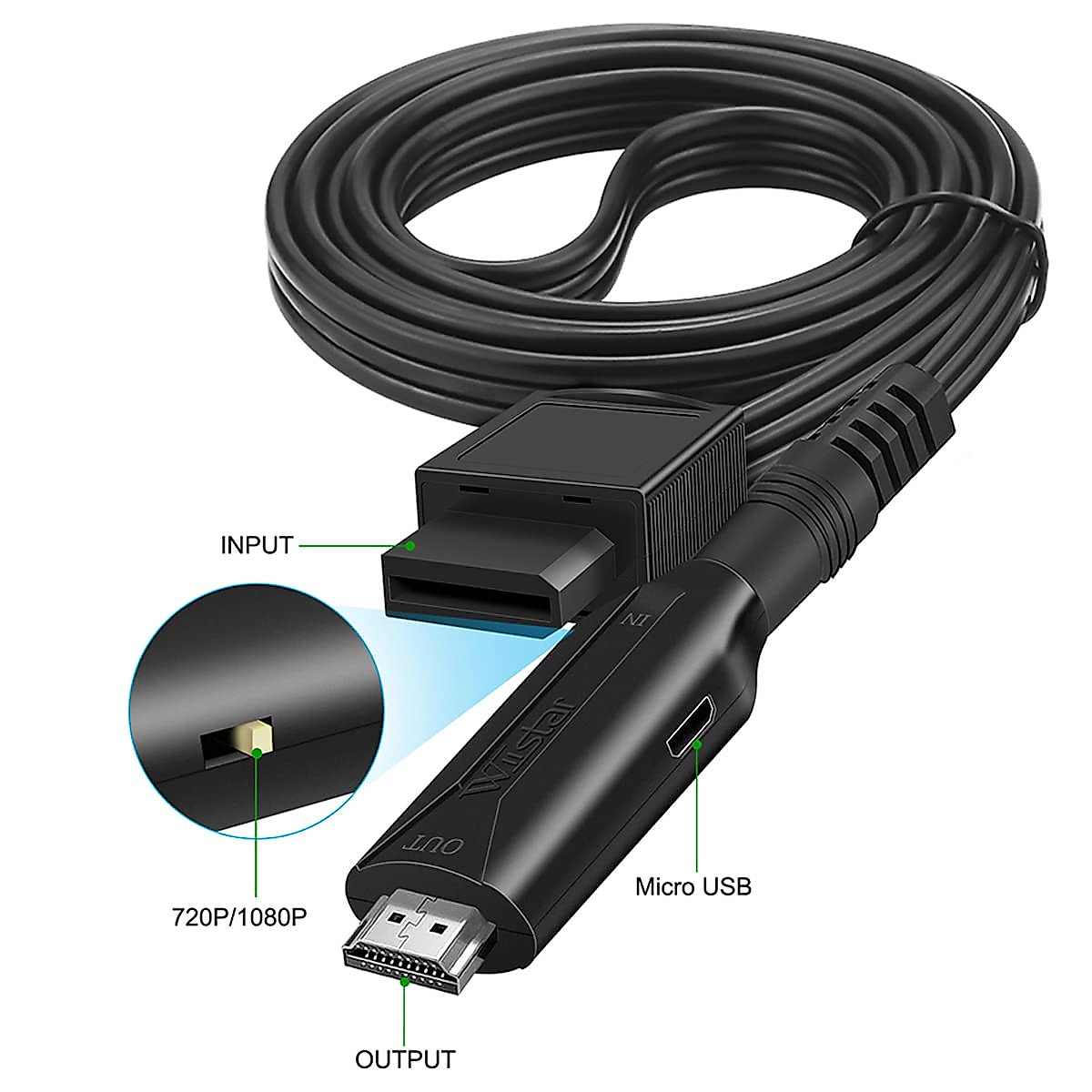 Wii to HDMI 1M(3.2FT) Cable Converter,1080P/ 720P Wii HDMI Adapter Output Video Audio Wii HDMI Converter Supports All Wii Display Modes, NTSC .Compatible with Wii, Wii U, HDTV