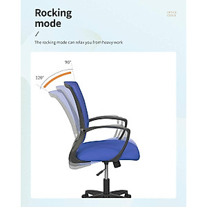 Hkeli Ergonomic Office Chair Computer Desk Chair Cheap Mid Back Mesh Office Chair with Wheels Back Support Armrest Adjustable Height Rolling Swivel Task Executive Works Chair for Women Men, Blue