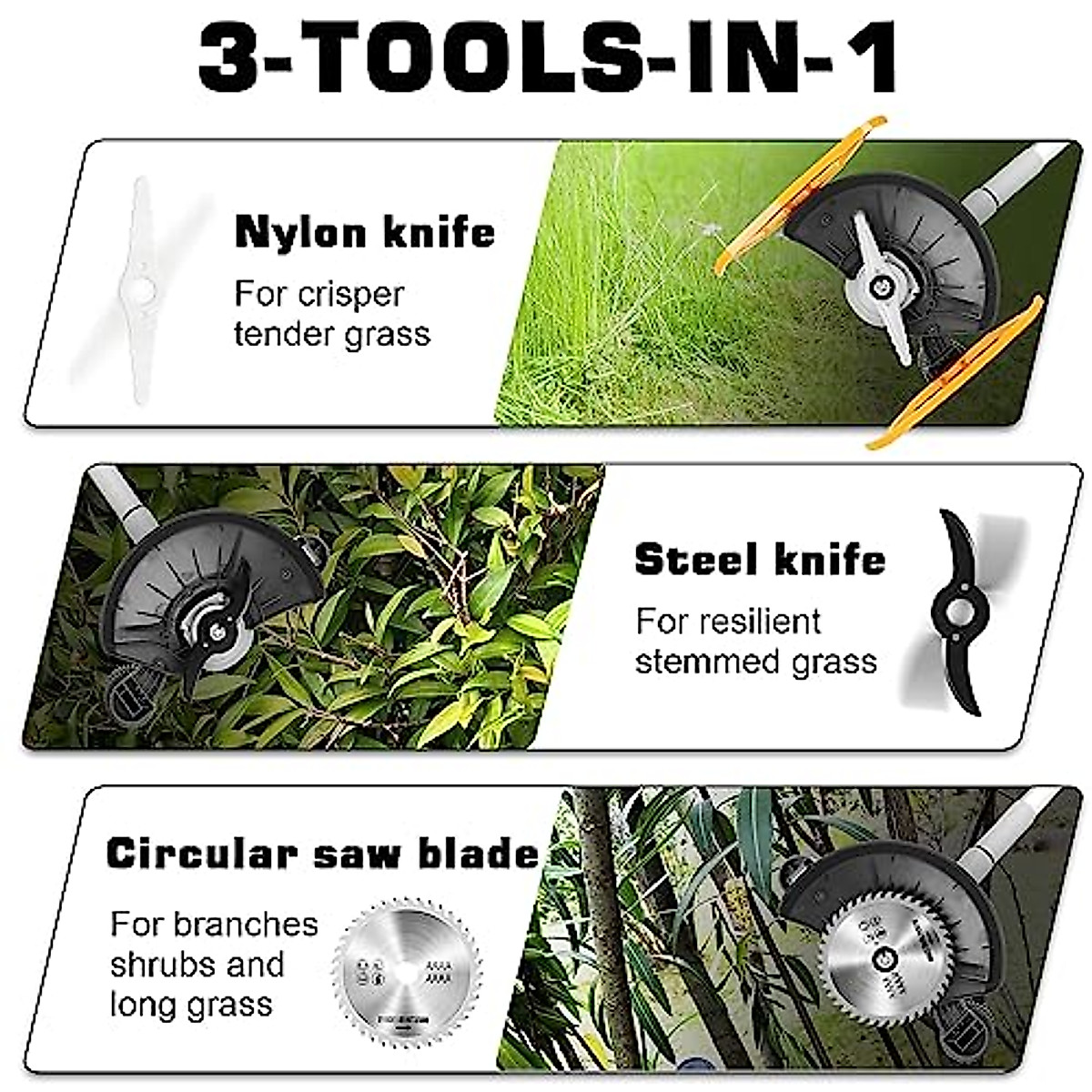 PATIOX Weed Wacker Cordless, Electric Grass Trimmer Rechargeable 3 in 1, Two 4.0 Ah Battery Powered Weed Wacker 20V Weed Trimmer with Blade and Charger (Two 4.0Ah Battery)